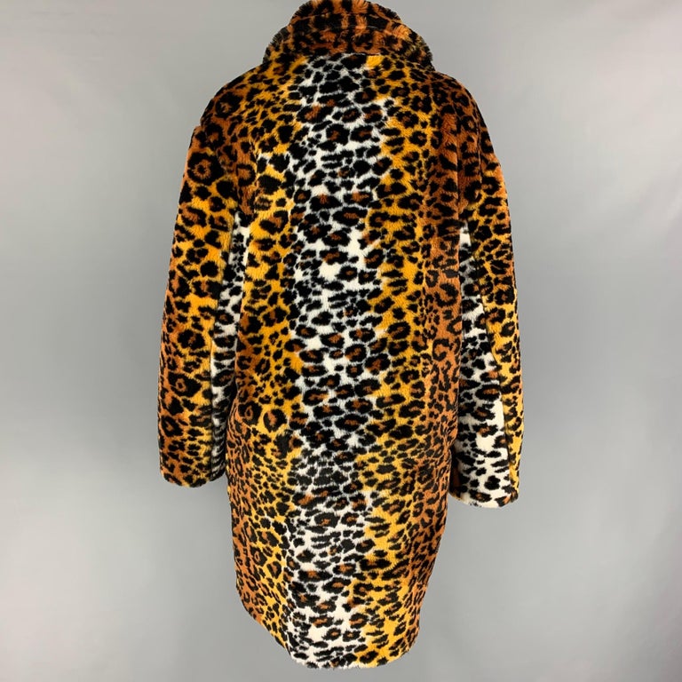 MOSCHINO Size M Brown Black White Modacrylic Blend Animal Print Coat ...