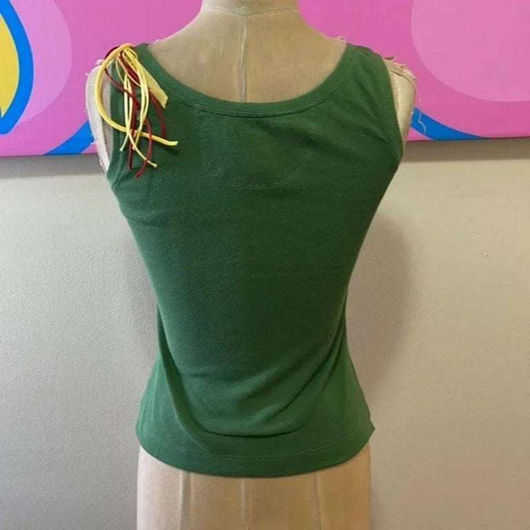 Moschino Truly Italian Green Red Pasta Tank Top at 1stDibs