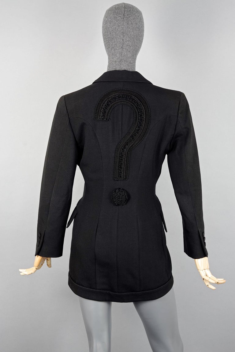 MOSCHINO Upside Down Collar Passementerie Pompom Question Mark Blazer ...