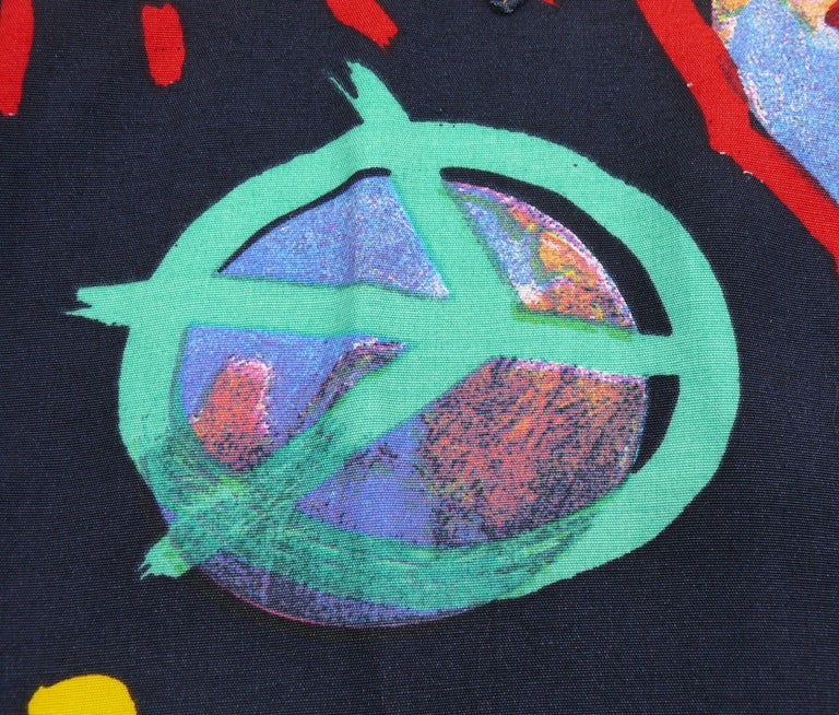 Moschino Vintage Earth Peace Smiley Anarchy... Print Shirt For Sale at ...