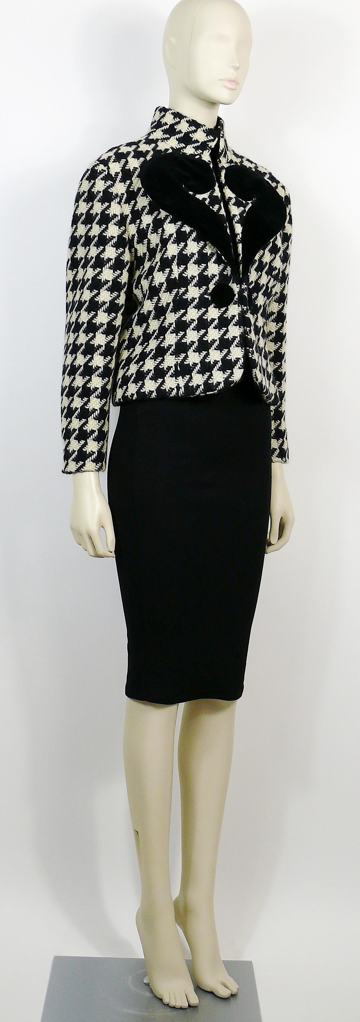 Moschino Vintage Houndstooth Wool Jacket with Velvet Question Mark US ...