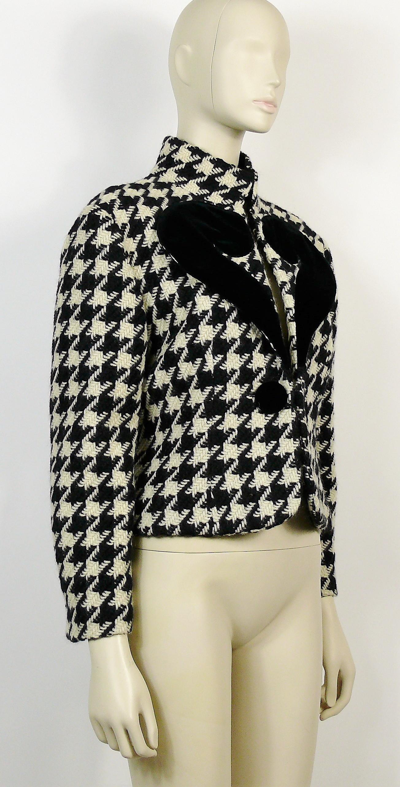 Moschino Vintage Houndstooth Wool Jacket with Velvet Question Mark US ...