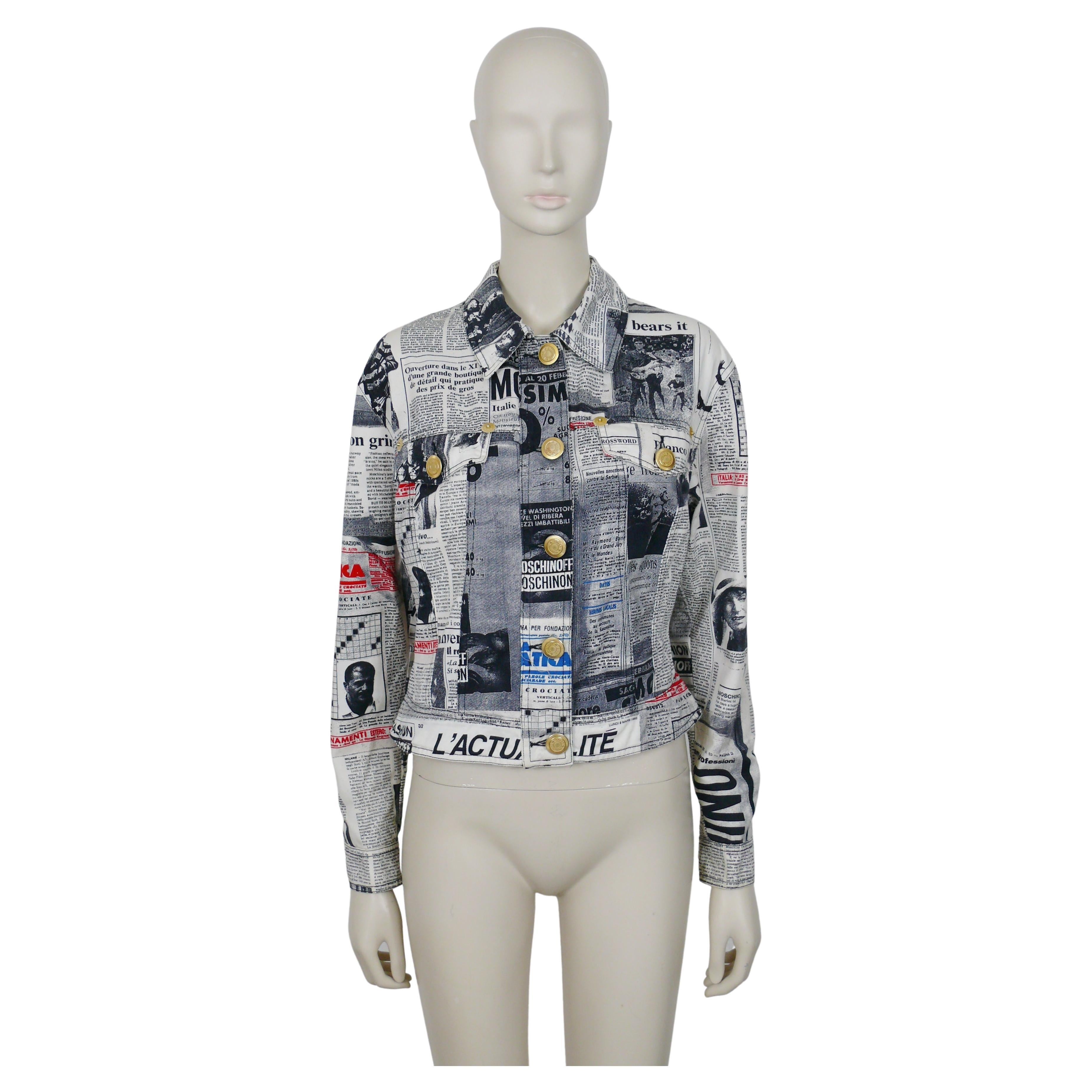 Moschino Vintage Iconic Newspaper ''Moschino Tribute'' Print Jacket US ...