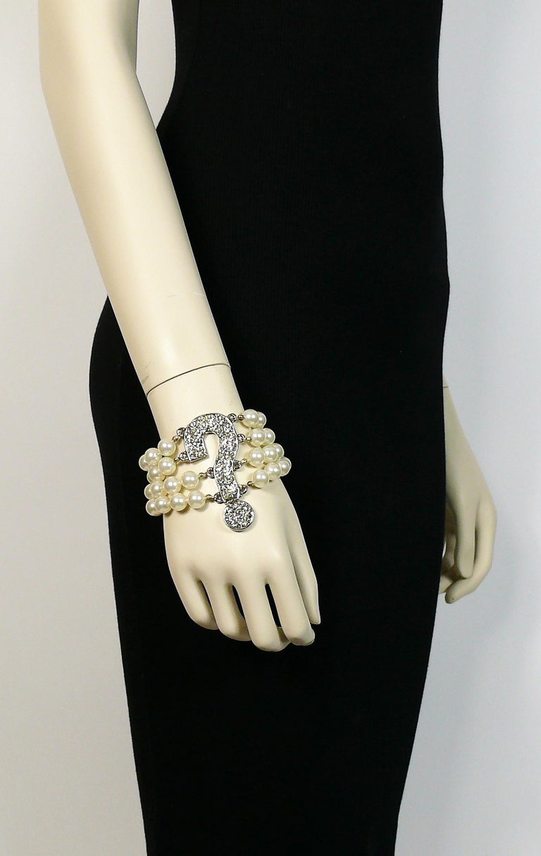 Moschino Vintage Iconic Question Mark Multi Strand Pearl Bracelet For ...
