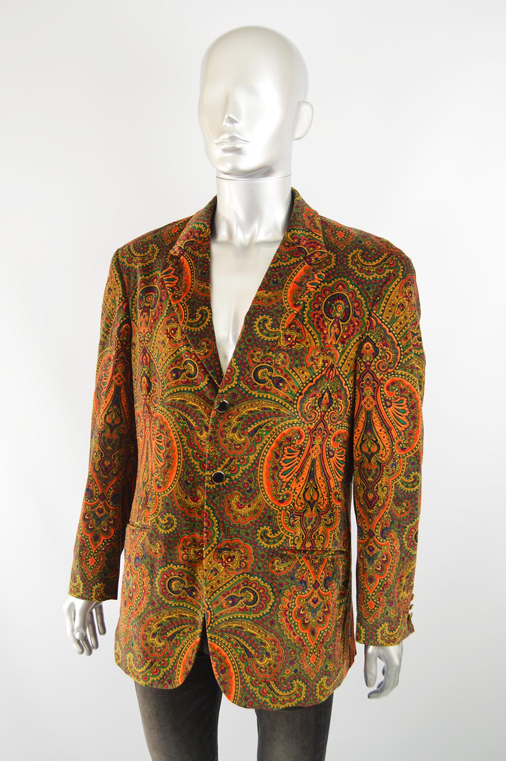 Moschino Vintage Men's Velvet Paisley Blazer Jacket, 1990s For Sale at ...