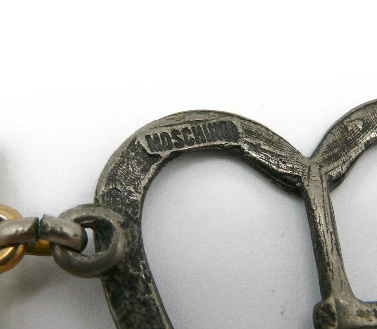 MOSCHINO Vintage Multi Buckle Novelty Necklace For Sale at 1stDibs