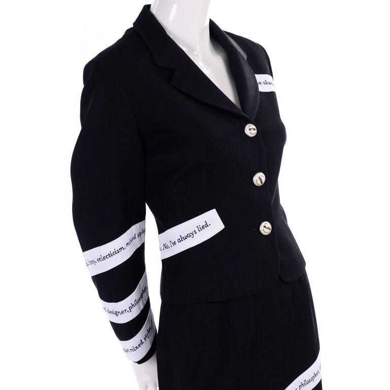 Moschino Vintage Skirt and Blazer Suit W White Ribbon Philosopher Word ...