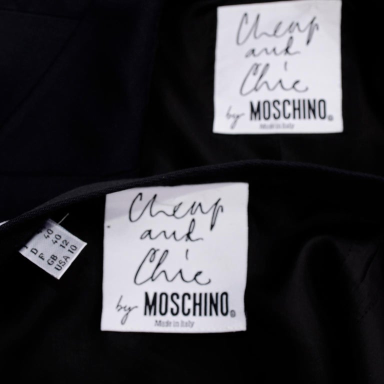 Moschino Vintage Skirt and Blazer Suit W White Ribbon Philosopher Word ...