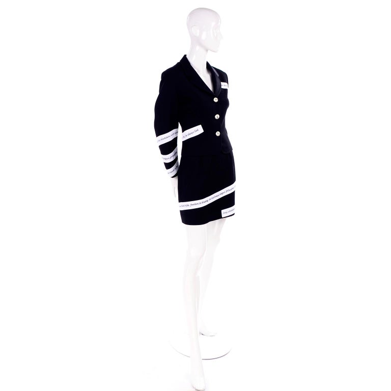 Moschino Vintage Skirt and Blazer Suit W White Ribbon Philosopher Word ...