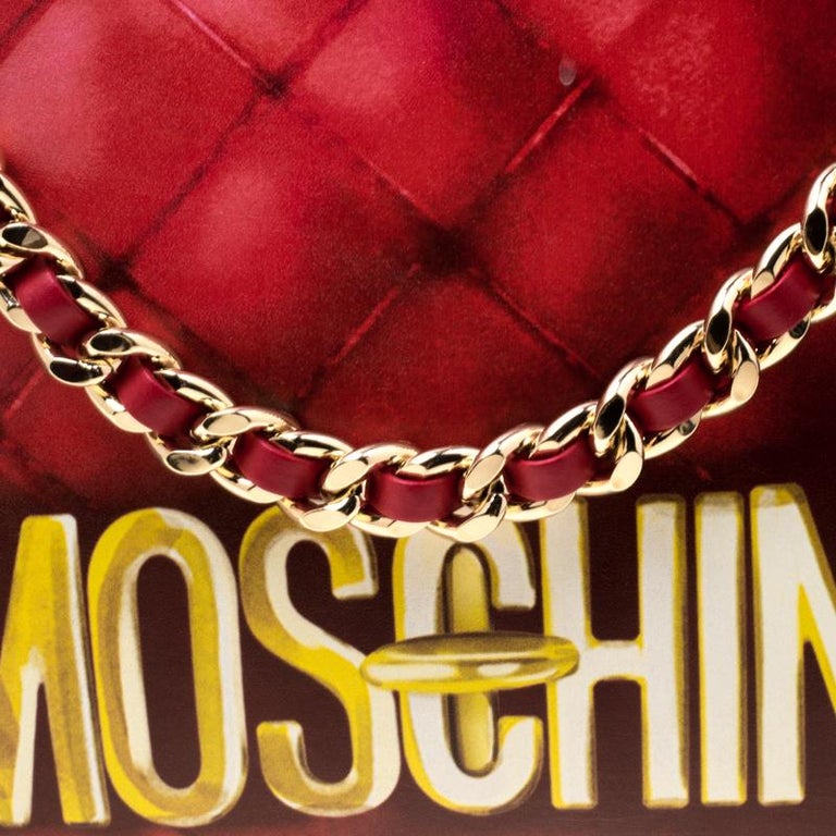 Moschino White/Red Leather Shoulder Bag For Sale at 1stDibs