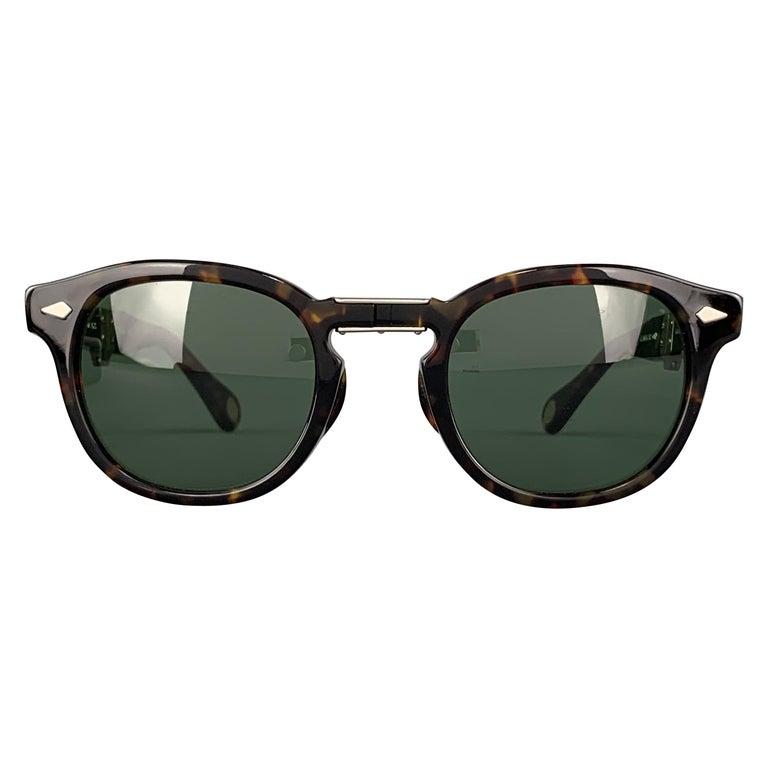 MOSCOT Brown Tortoiseshell Print Acetate LEMTOSH FOLD Sunglasses at ...