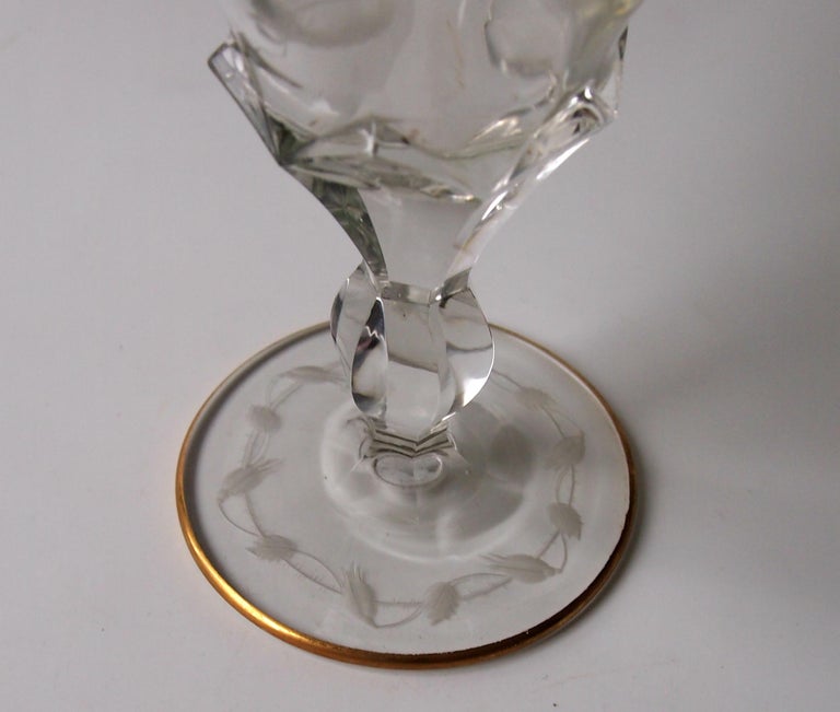 Moser Bohemian Art Nouveau Hand Cut 'Roses' Pattern Decanter and Two ...
