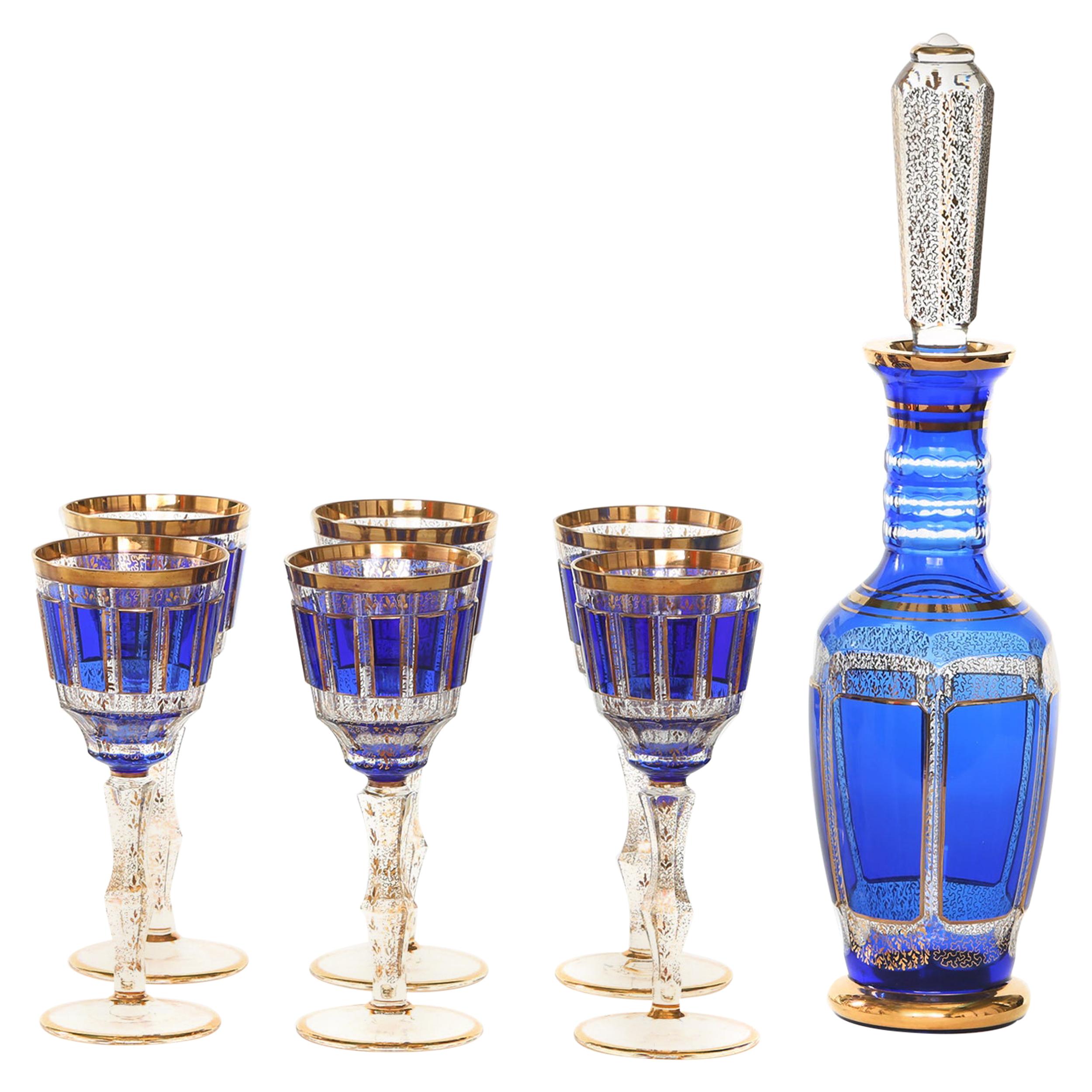 Magnificent Set of Antique Moser Goblets with Beautiful Gilding, circa ...