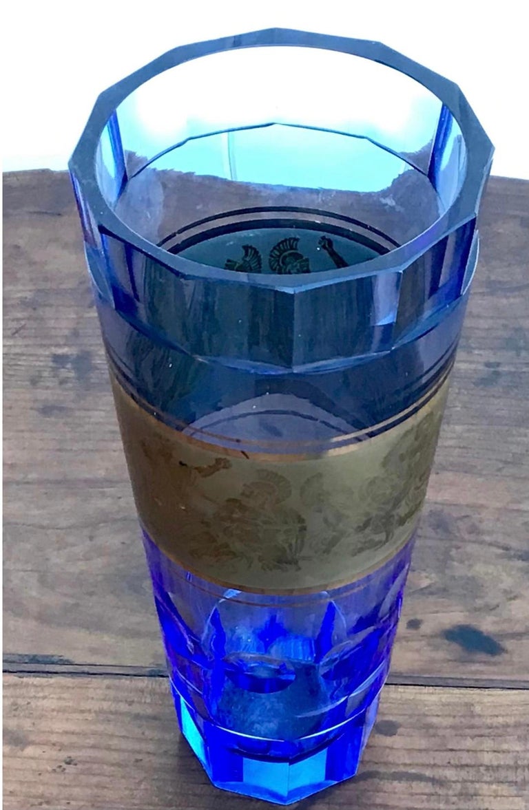 Moser Glass Faceted Crystal Art Deco Vase For Sale at 1stDibs