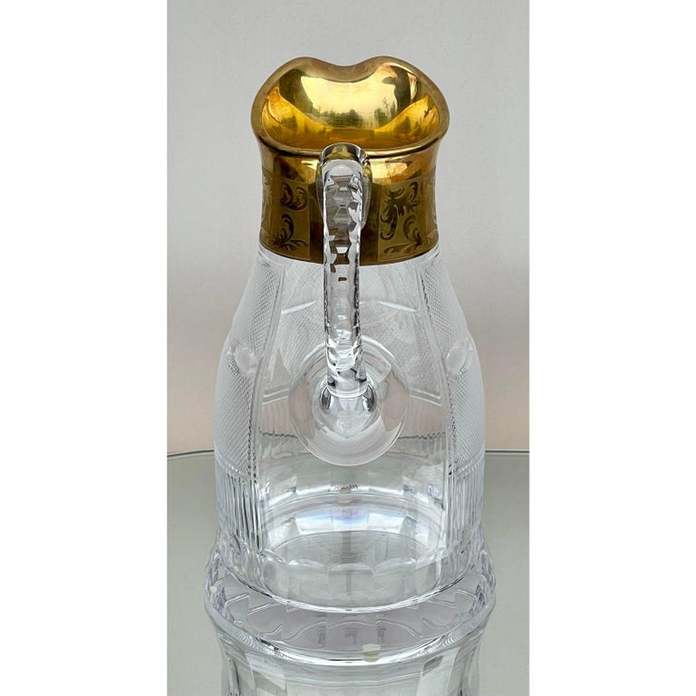 Moser Splendid Gold Encrusted Crystal Pitcher, 1980s For Sale at 1stDibs