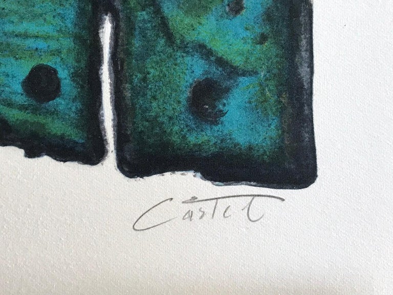 Moshe Castel - PRAYER, Signed Lithograph, Holy Books, Jewish Art at 1stDibs