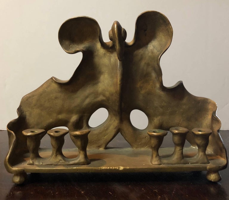Mosheh Oved - RARE Judaica Holocaust Memorial Menorah Bronze Sculpture ...