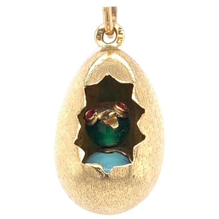 Most Charming Gold Chick and Egg Charm at 1stDibs