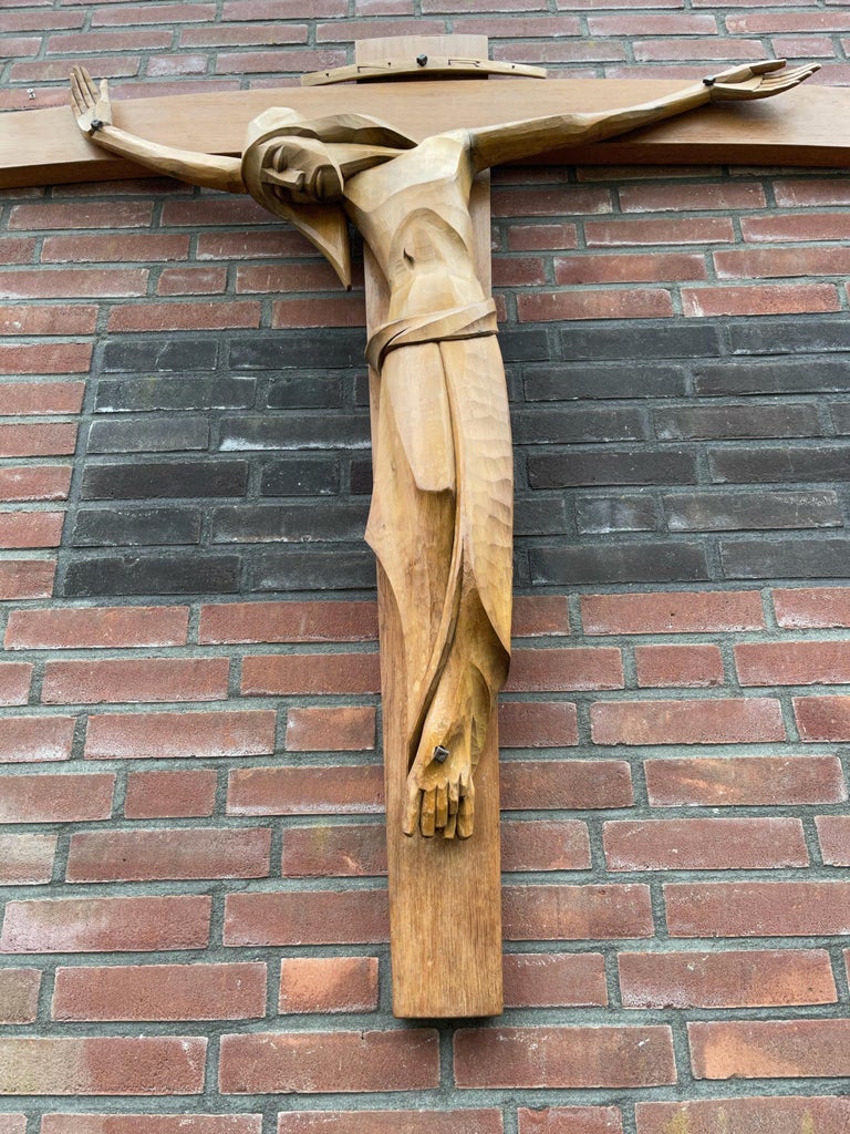 Most Stylish Large and Quality Carved Wooden Art Deco Corpus of Christ ...