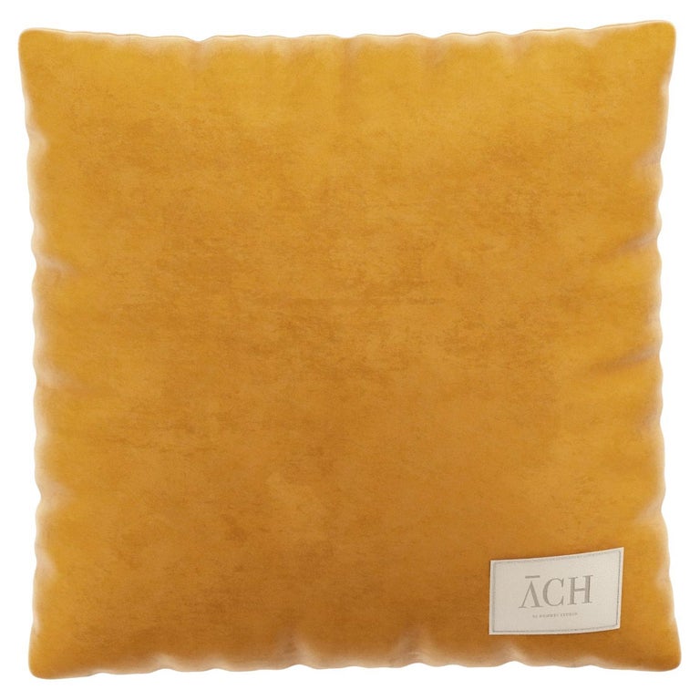 Mostaza Square, Yellow Modern Cushion Double Side in Soft Velvet For ...