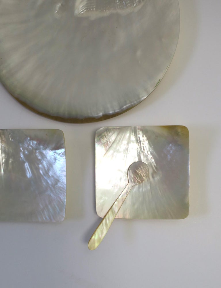 Mother of Pearl Caviar Dish and Spoon Set, Set of 4 For Sale at 1stDibs