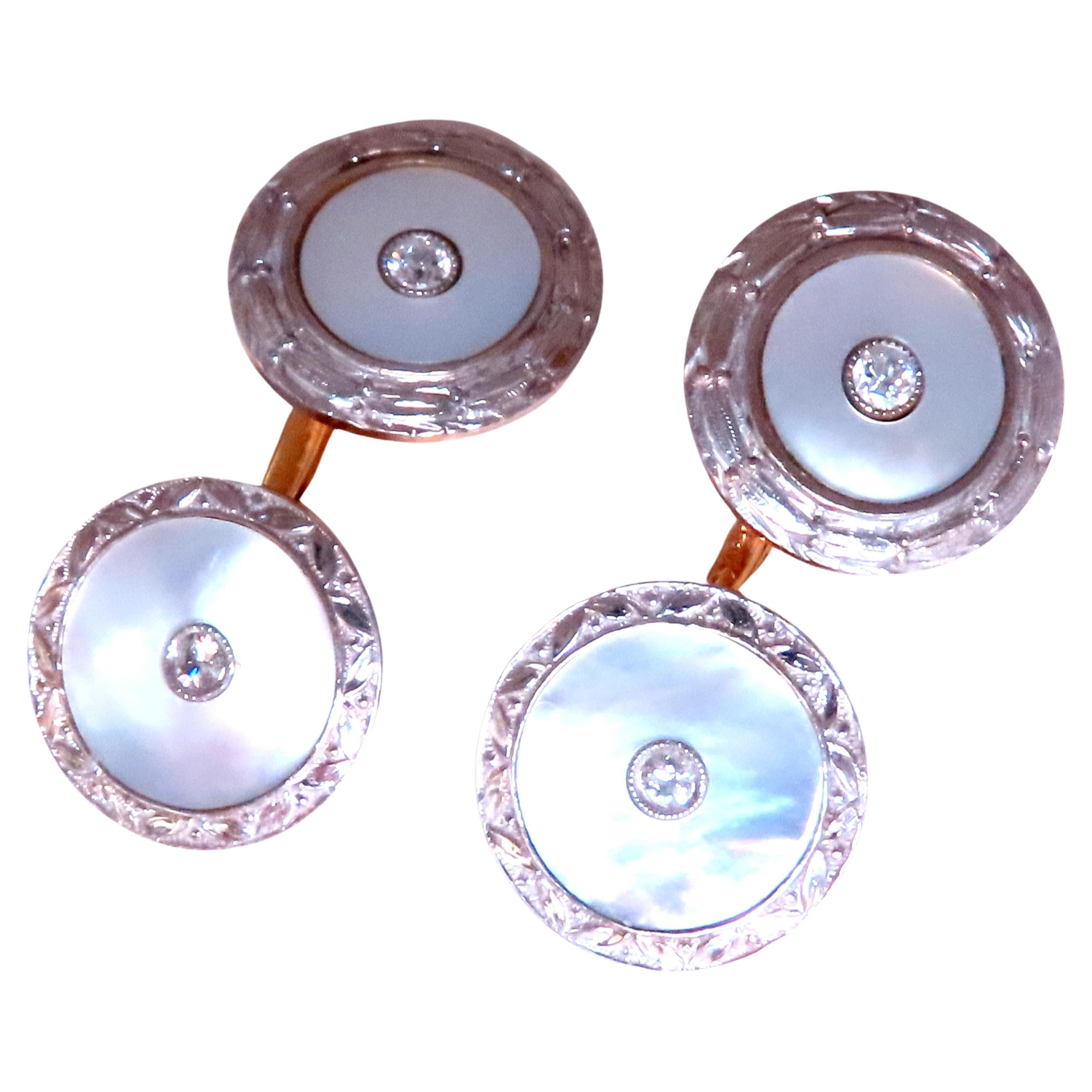 1940s Kum-A-Part Platinum and Mother-of-Pearl Cufflink and Stud Set at ...