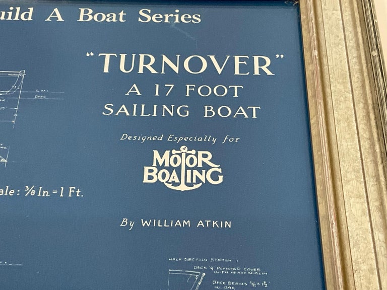 Engine Boating Blueprint of Sailing Boat Turnover For Sale at 1stDibs