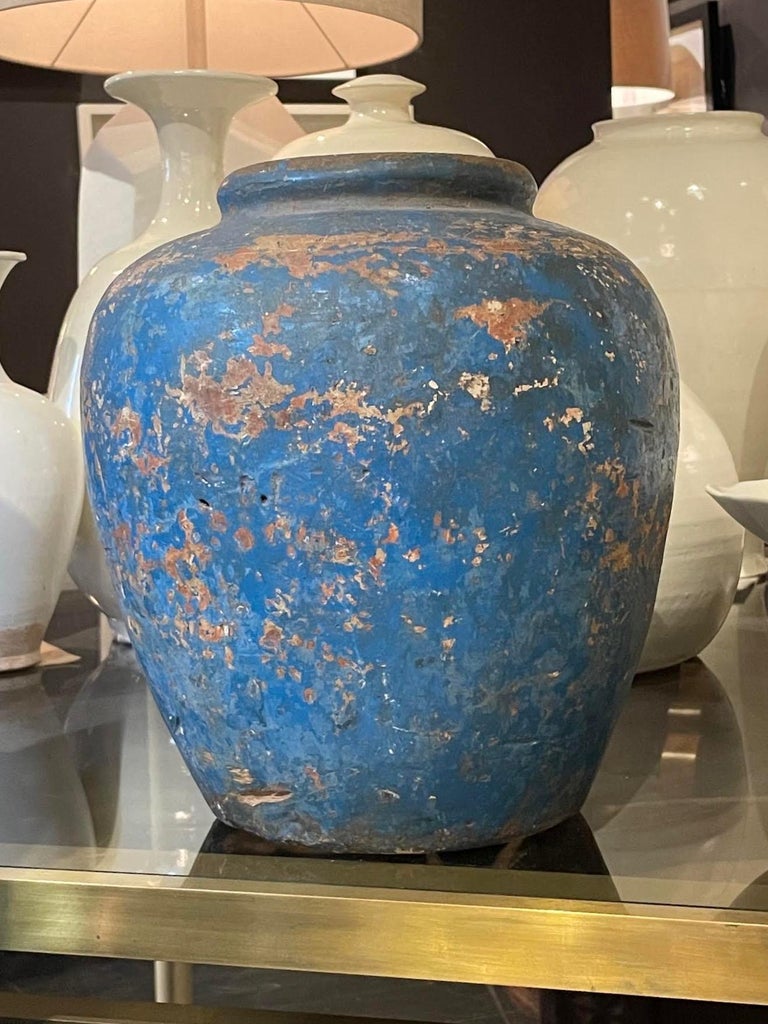 Mottled Blue Ceramic Pot, China, 19th Century For Sale at 1stDibs
