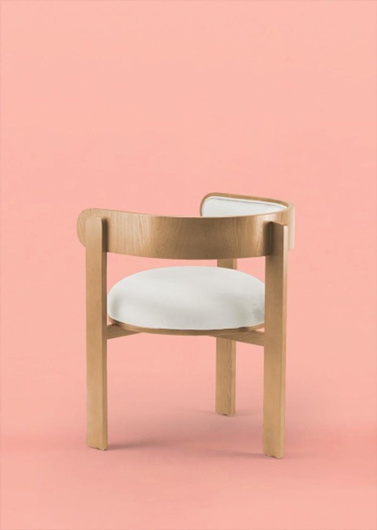 Round shape Bent Wood Moulin Orange Velvet Upholstered Chair For Sale ...