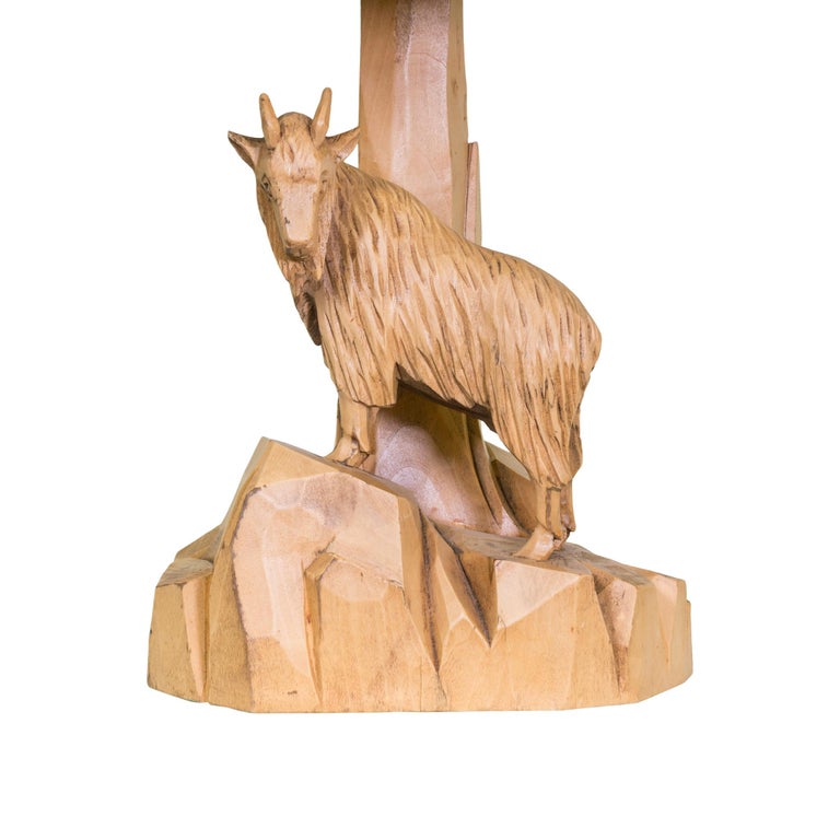 Mountain Goat Carved Lamp For Sale at 1stDibs | goat lamp, lamp goat ...