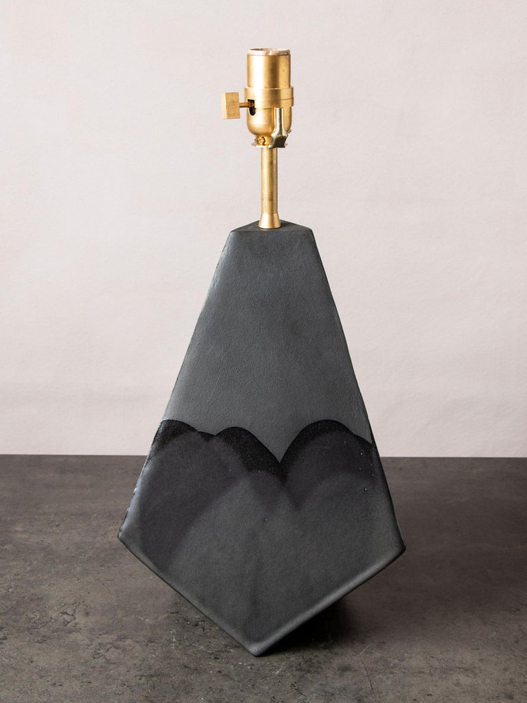 Mountain Lamp 1 - Matte Black Geometric Ceramic Table Lamp For Sale at ...