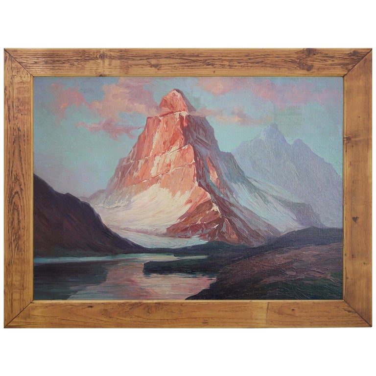 Mountain Peak Painting Oil on Canvas, 1940 For Sale at 1stdibs