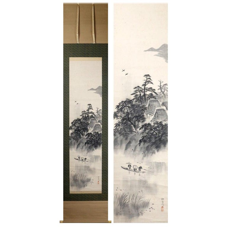 Mountain Scene Showa Period Scroll Japan 20c Artist Kohiro Sato Nihonga ...