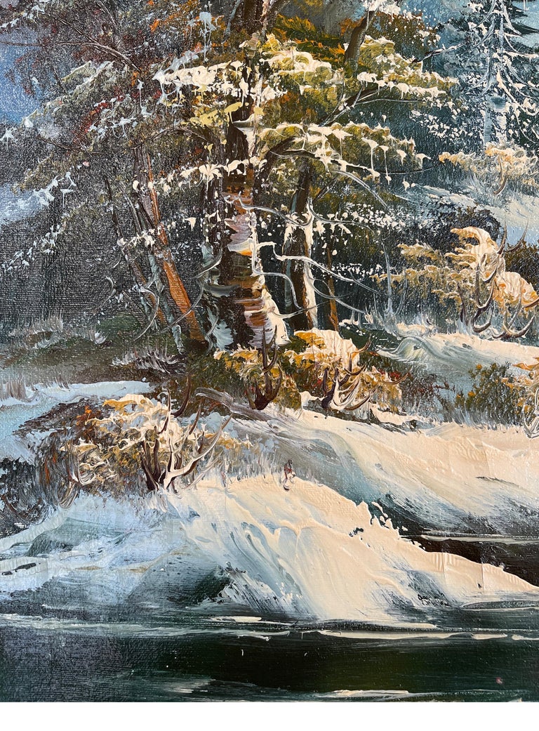 Snow covered Mountain Landscape Scene For Sale at 1stDibs