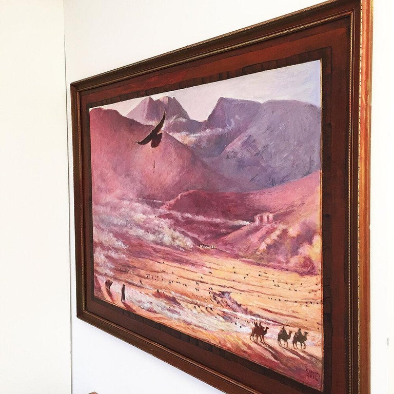Mountainous Pink Vintage Caravan Painting By Alan Healey For Sale at ...