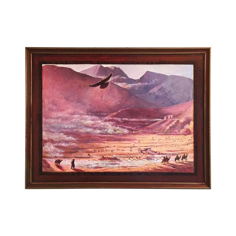 Mountainous Pink Vintage Caravan Painting By Alan Healey For Sale at ...