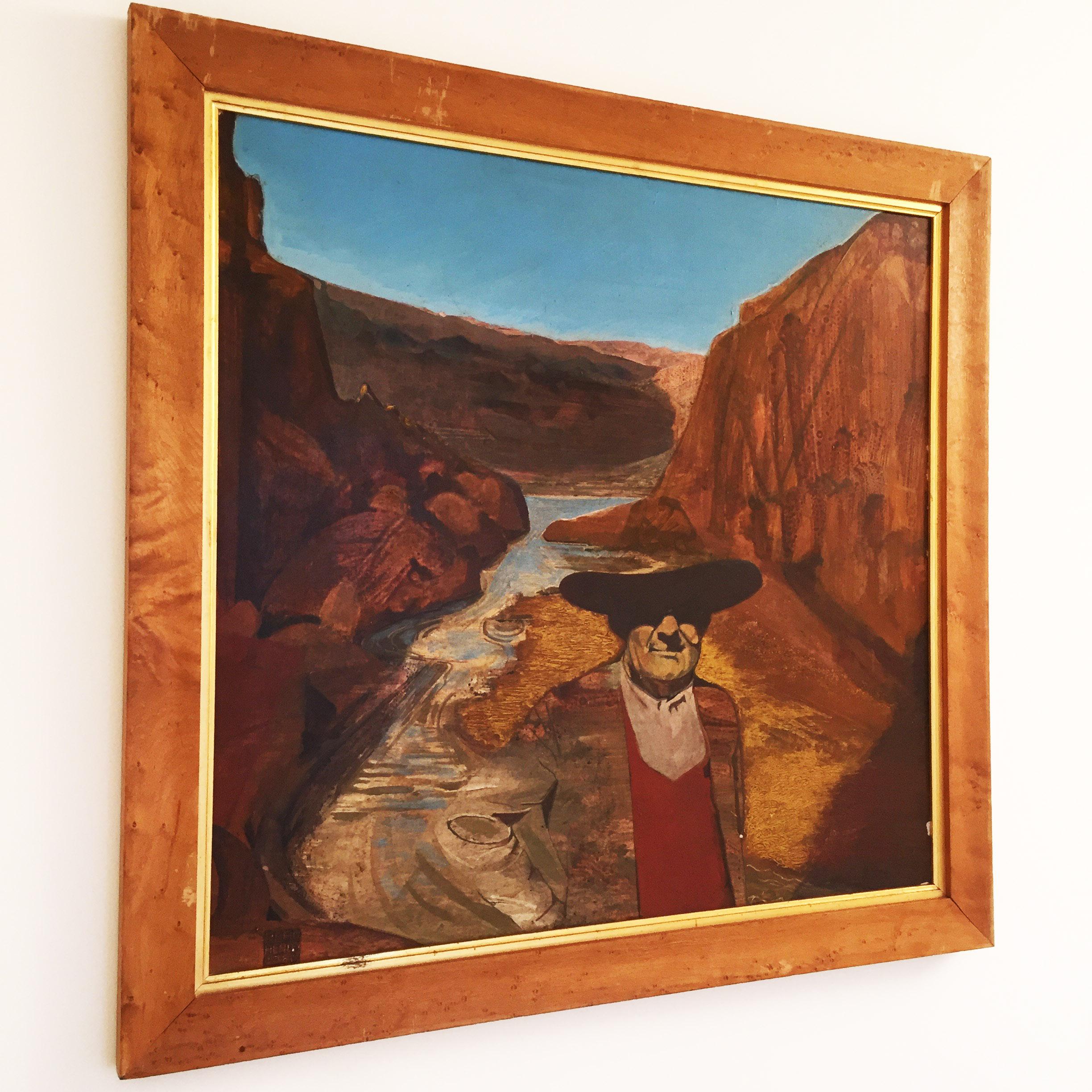 Mountainous Vintage Oil Painting by Alan Healey Americana Cowboy, 1980s ...