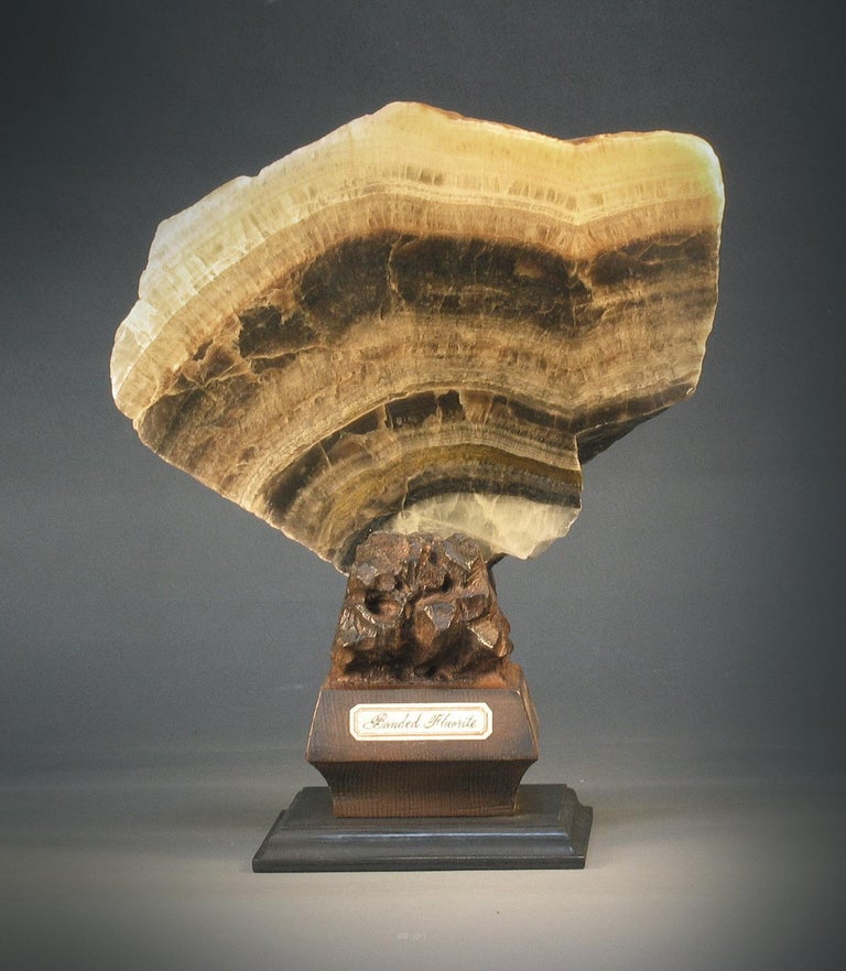 Mounted Banded Fluorite Slab Specimen For Sale at 1stDibs