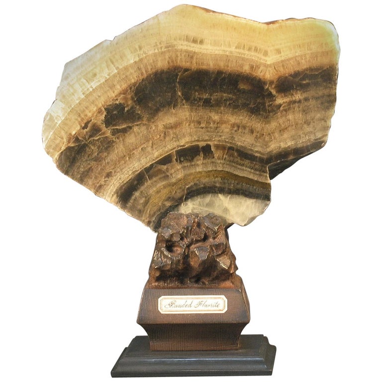 Mounted Banded Fluorite Slab Specimen For Sale at 1stDibs