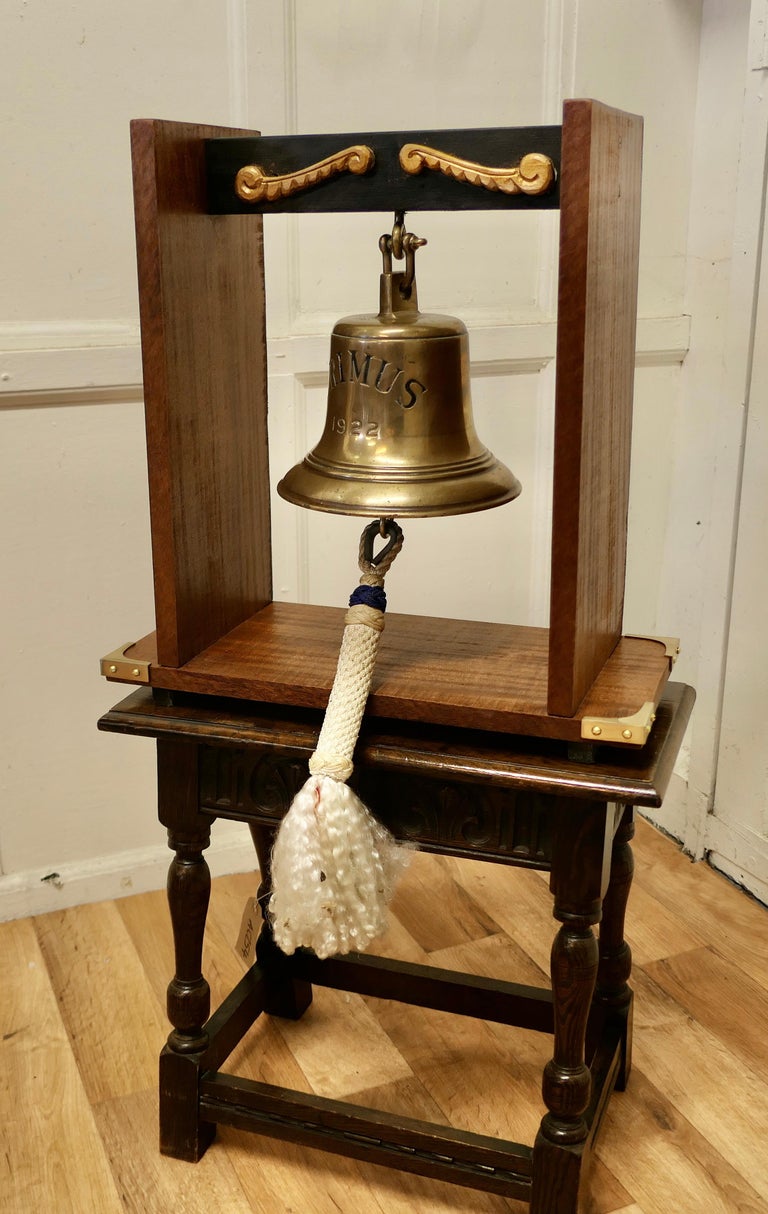 Mounted Bronze Ships Bell from Mv Erimus 1922, Thornaby on Tees For ...