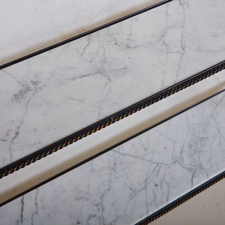 Mounted Iron + Carrara Marble Wall Shelf, France 20th Century at 1stDibs
