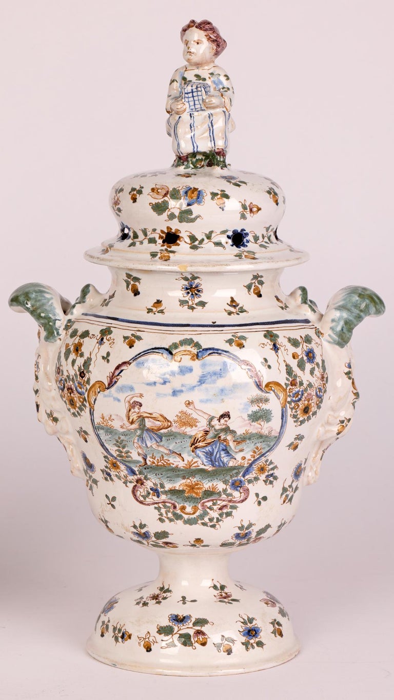 Moustiers Pair French Faience Figural Mounted Pottery Pot Pourri Vases ...