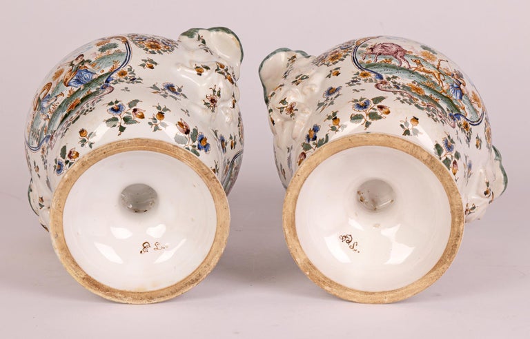 Moustiers Pair French Faience Figural Mounted Pottery Pot Pourri Vases ...