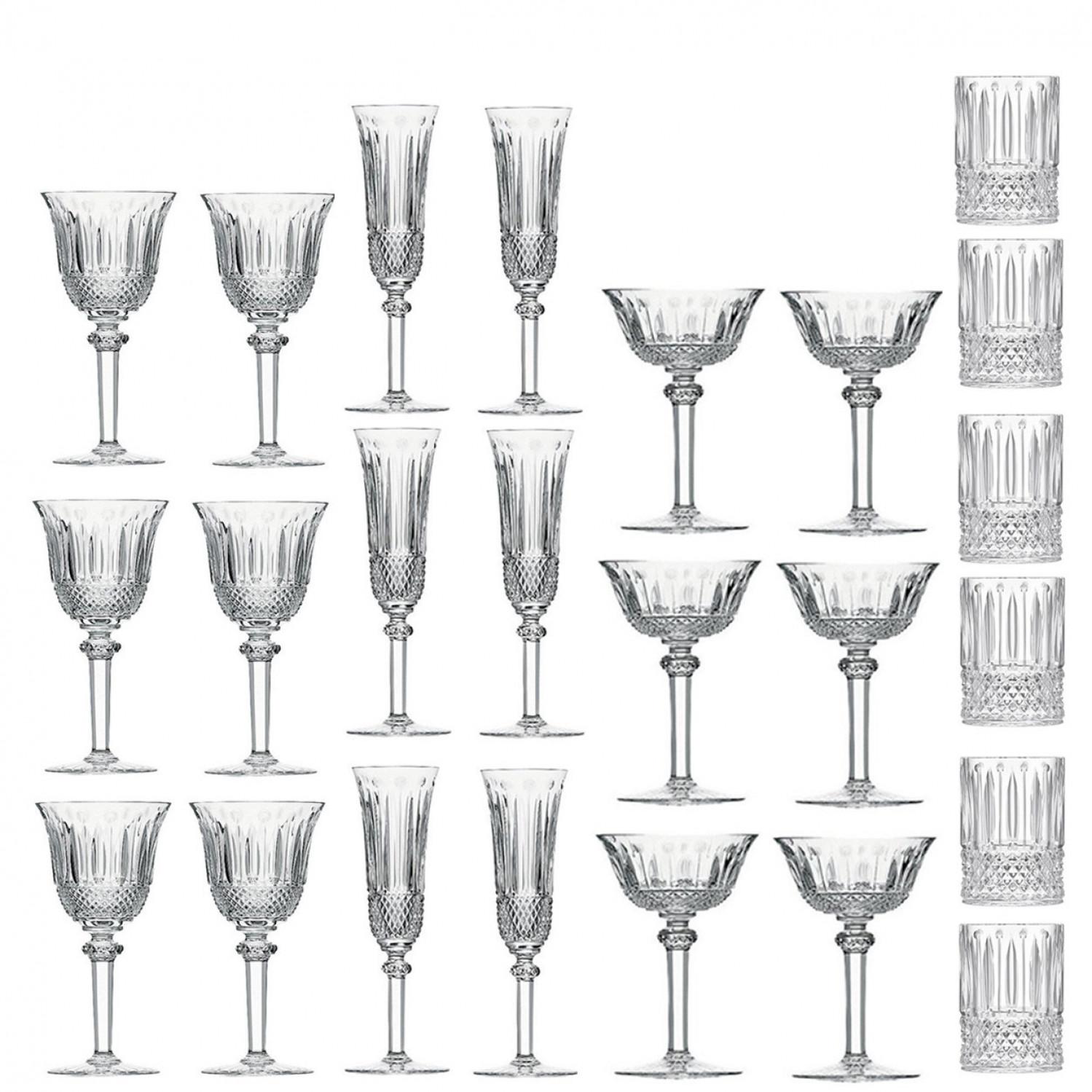 Mouth-Blown and Hand-Cut Set of 40 Crystal Glasses, Tommy Saint Louis ...
