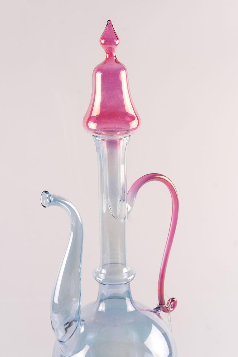 Mouth Blown Glass Bottle by Parise Vetro, Italy For Sale at 1stDibs