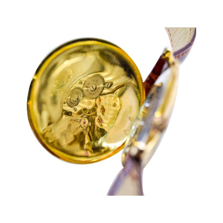 Movado 14Kt. Solid Gold Art Deco Oversized Watch from 1920's with Original Dial For Sale at 1stDibs