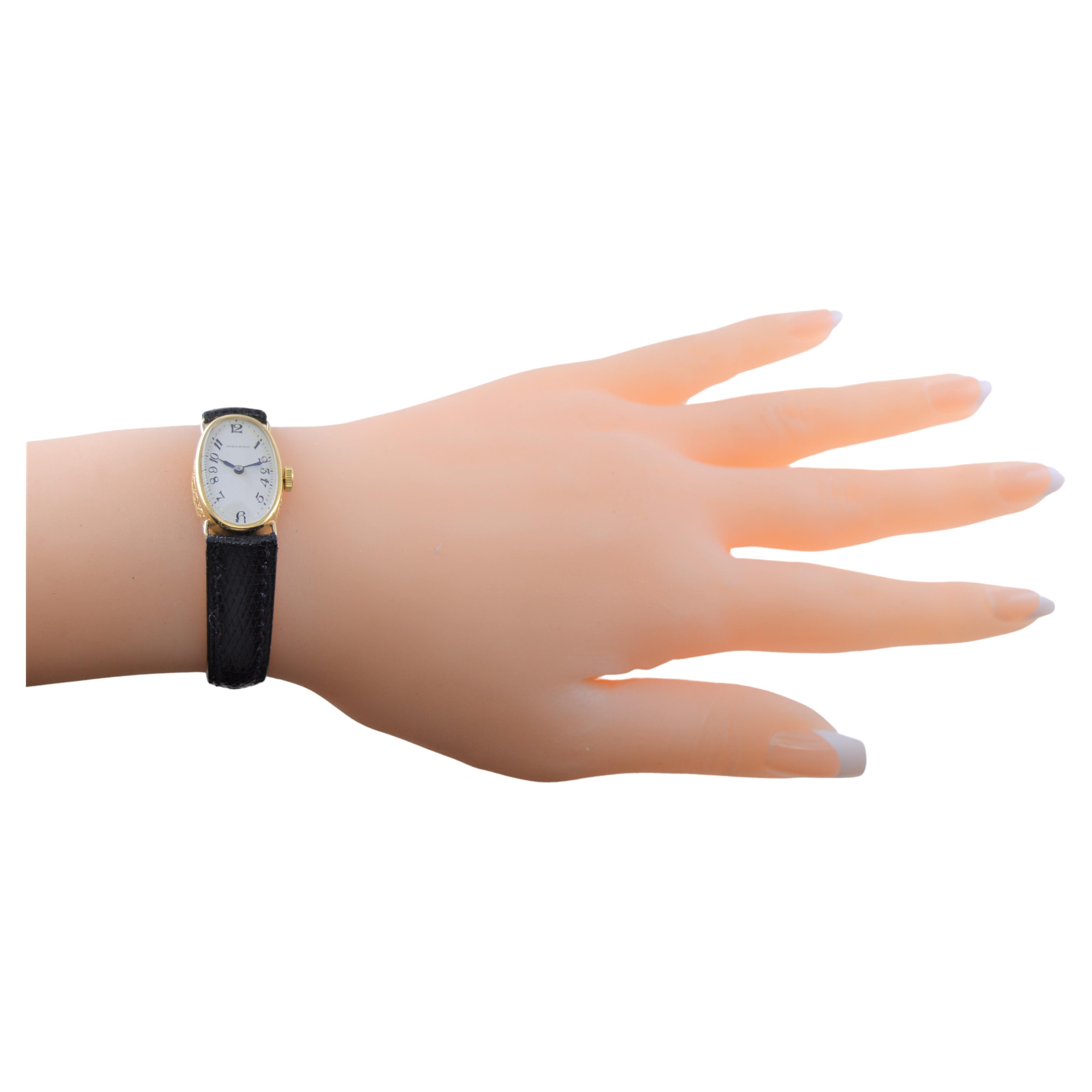 Movado 18Kt. Solid Gold Art Deco Oval Watch For Sale at 1stDibs