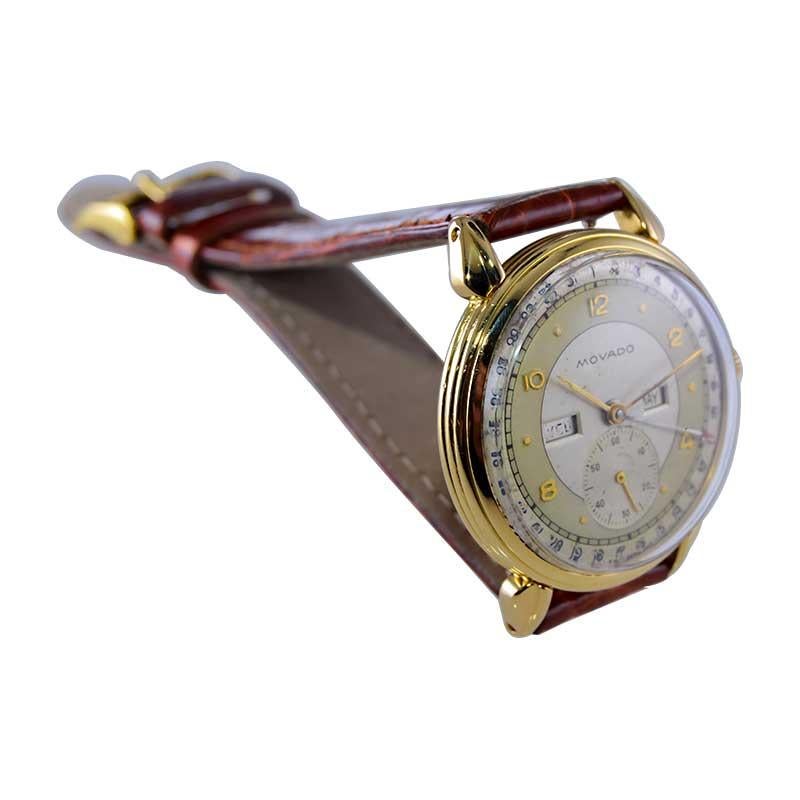 Movado 18kt. Yellow Gold Art Deco Calendar Watch from 1940's with ...