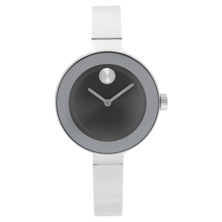 Movado Bold Stainless Steel Black Dial Ladies Quartz Watch 3600424 For ...