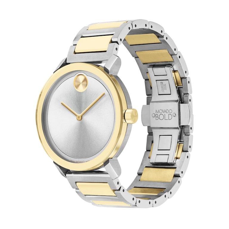 Movado Bold Evolution 40mm Silver Dial Two-Tone Stainless Steel Watch ...